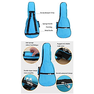 HOT SEAL Waterproof Durable Colorful Ukulele Cotton Case Bag with Storage (21in, light blue)