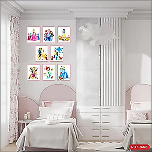 PurpleheARTs | Princess Wall Art Poster Prints | Princess Wall Art | Set of 8 UNFRAMED (8'' x 10'') | Posters for Girls Room | Princess Room Decor