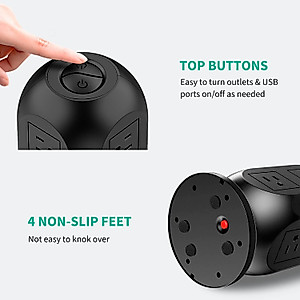 Power Strip Tower with USB Ports, AiJoy Surge Protector with 8 AC Outlets and 4 USB Ports, Fast Charging Station with Extension Cord 10FT, Office Supplies & Dorm Essentials