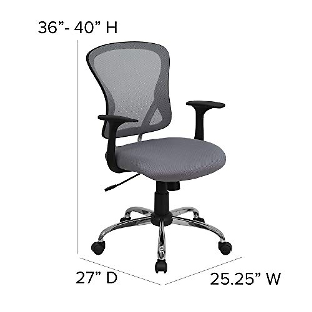 Flash Furniture Alfred Mid-Back Gray Mesh Swivel Task Office Chair with Chrome Base and Arms