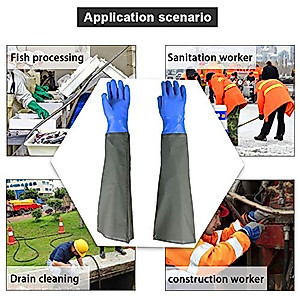 Eiito Drain cleaning gloves,Pond Gloves,Long Rubber gloves,Waterproof Gloves elbow length rubber gloves- 27 Inch Insulated Waterproof Gloves