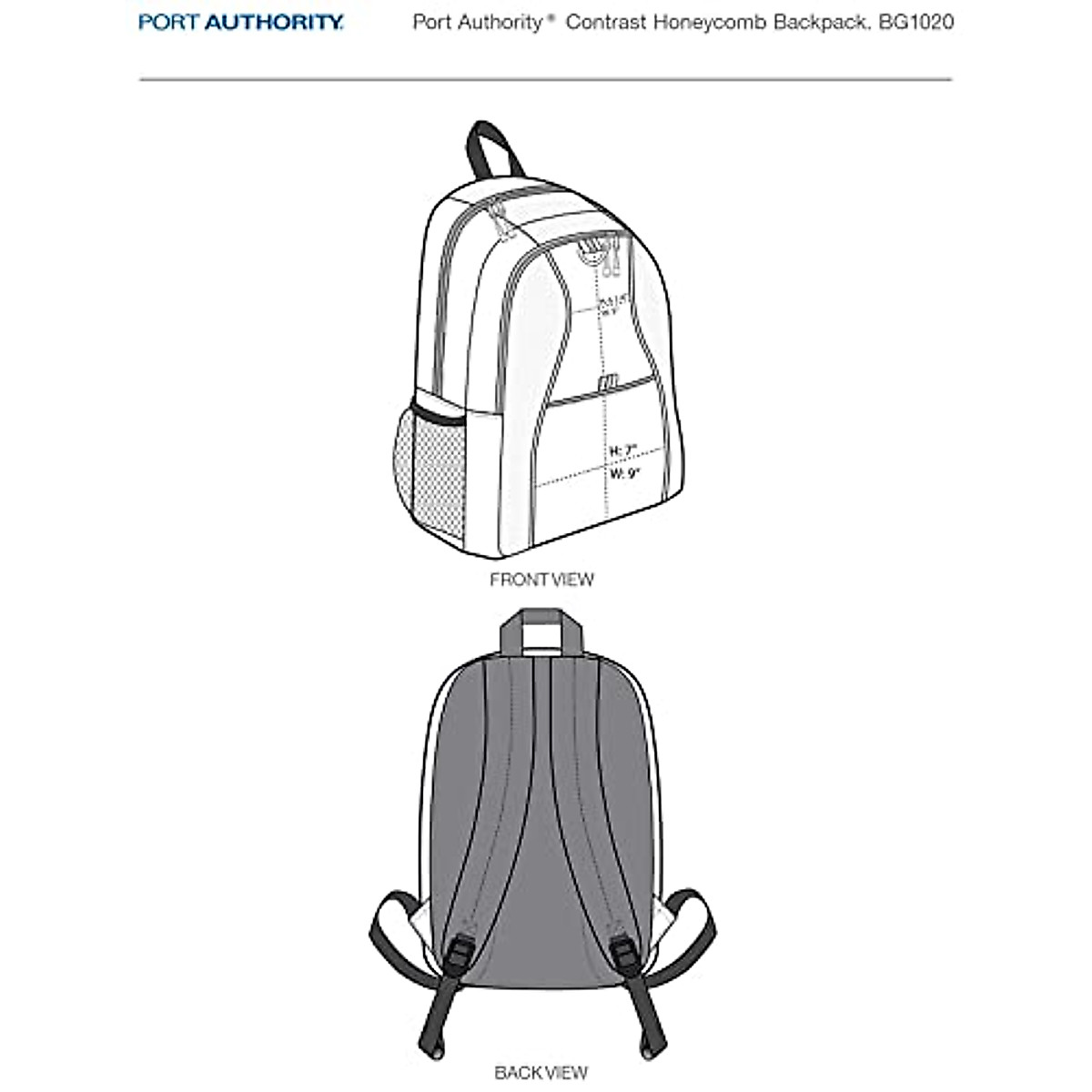 Port Authority Contrast Honeycomb Backpack OSFA Twilight Blue/ Black