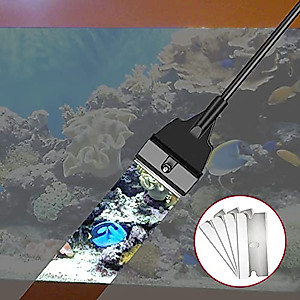 SY.Doot Aquarium Algae Scraper,Fish Tank Algae Scraper with Segmented Extension Rod,Aquarium Scraper,Aquarium Cleaning Tools Kit, Fish Tank Cleaner with 5 Stainless Steel Blades,21.65 Inch