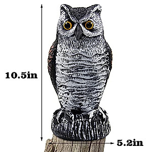 Hausse 2 Pack Fake Horned Owl Bird Scarecrow Decoy, Plastic Owl Bird Deterrents, Halloween Outdoor Decoration, Nature Enemy Pest Repellent for Outdoor Garden Yard