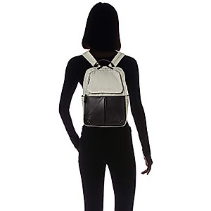 Y'saccs(イザック) Isaac Y91-11-04 New Nylon x Leather Combination Series, Front Pocket Rucksack, Women's, Gray