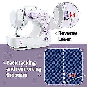 KPCB Tech Sewing Machines for Beginners, 12 Stitches Sewing Machine with Updated LED Strip and Sewing Kit Home Travel Use