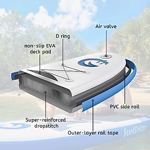 FunWater Stand Up Paddle Board Ultra-Light Inflatable Paddleboard with SUP Accessories for Adults & Youth of All Skill Levels