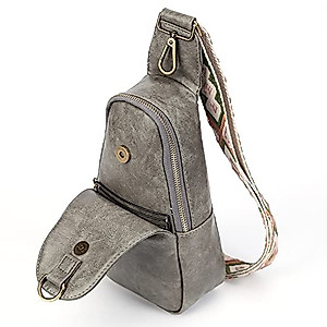 Sling Bag for Women Crossbody PU Leather Chest Bag Satchel Daypack Shoulder Backpack Crossbody Leopard Handbag