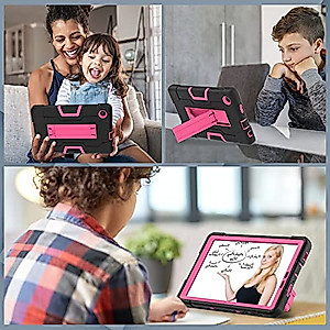 TCL Tab 8 LE Case for Kids 9137W,YLDZSH for TCL Tab 8 WiFi Tablet Case 9132X Soft Silicone Hard Back Hybrid Case for TCL Tab 8 Tablet (Black+Rose red)