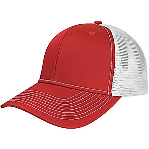NV Caps Adult Twill Mesh Adjustable Snapback Red/White Baseball Trucker Caps Adjustable 22.25" to