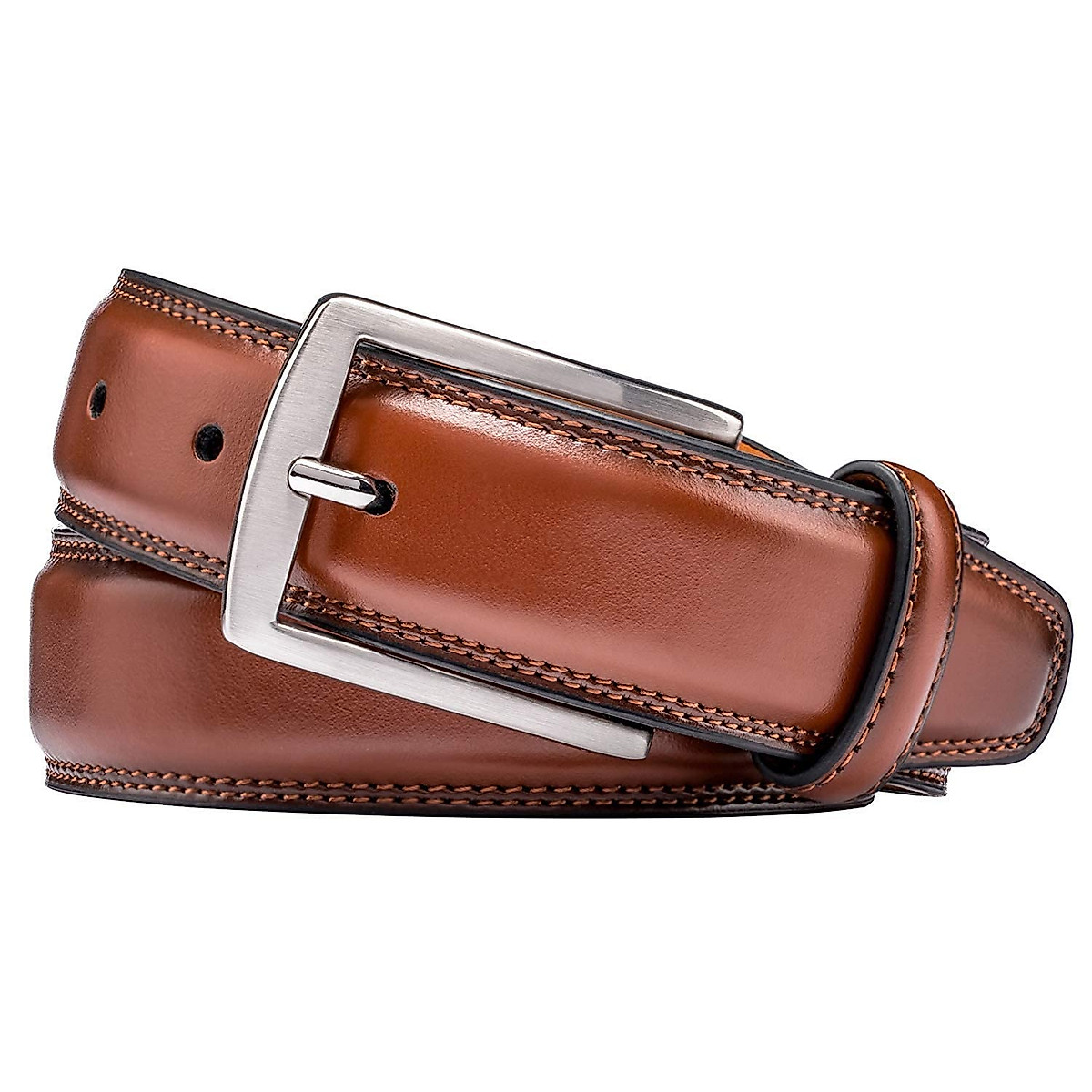 KM Legend Men's Genuine Leather Dress Belt with Premium Quality - Classic & Fashion Design for Work Business and Casual (esBrown, 34)