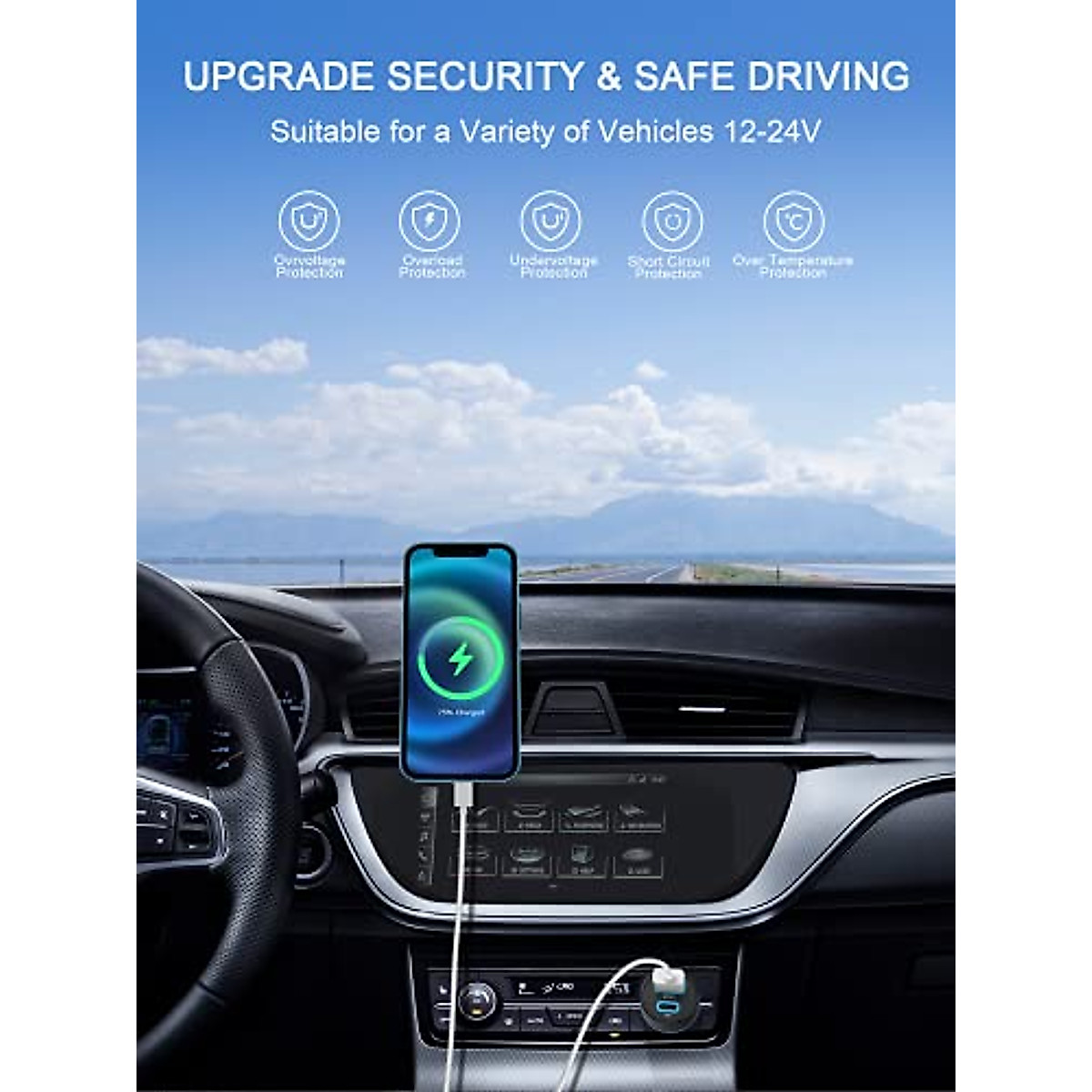 USB C Car Charger,QGeeM 42.5W Car Charger Adapter with Power Delivery & Quick Charge 3.0 USB Car Charger 2 Port Fast Charging Compatible for iPhone13/12/11 Pro/Max/XR/XS,iPad Pro/Air,Galaxy S21/10/9