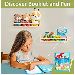 Nexzon Set of 3 Nursery Book Shelves with Booklet and Pen | 16.6" Kids Wall Bookshelves | Baby Nursery Shelves for Bedroom, Bathroom, Kitchen and Toy Storage (Pine Wood)