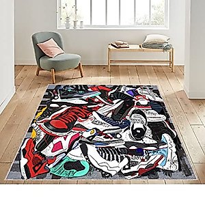 Sneakers Rug, Custom Sneakers, Sneakers, Street Rug,Cool Rug, Rug, Hypebeast Rug, Sport Rug, Sneaker Art, Rug for Living Room pe2 (2.6x4.9 feet - 80x150 cm)
