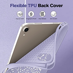 Fintie SlimShell Case for iPad Mini 7 (A17 Pro) 2024 / iPad Mini 6 2021 - [Built-in Pencil Holder] Soft TPU Protective Stand Back Cover for iPad Mini 7th/6th Generation 8.3 Inch, Composition Lilac