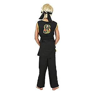Kids Black Cobra Kai Costume Boys, Sleeveless Karate Gi Uniform Halloween Outfit X-Small