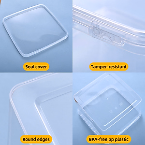 SHPii 88 oz. Square Clear Deli Containers with Lids, BPA-Free, Freezer and Microwave Safe Food Storage Containers, Reusable for Kitchen Storage, Meal Prep, Take-out, Restaurant Supplies.(10 packs)