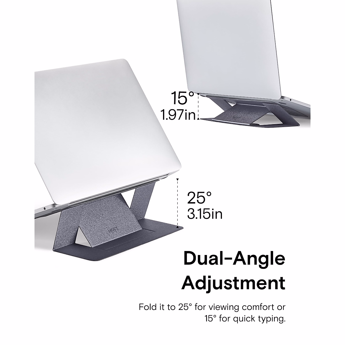 MOFT Invisible Slim Laptop Stand, Adhesive and Reusable, Adjustable Perfect Viewing Angles, Compatible with Laptops Up to 15.6", (Starry Grey)