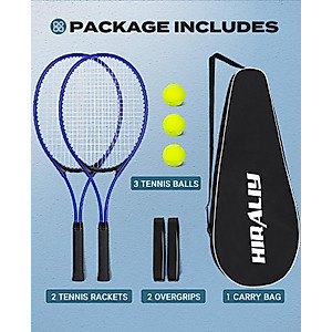 HIRALIY Adult Recreational 2 Players Tennis Rackets,27 Inch Super Lightweight Racquets for Student Training and Beginners, Racket Set Outdoor Games