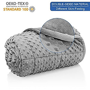 Huloo Sleep Weighted Blanket Twin 15lbs for Adult(48"×78",Gray) Breathable Soft Minky Weighted Throw Blanket for All Season,Heavy Blanket with Premium Glass Beads