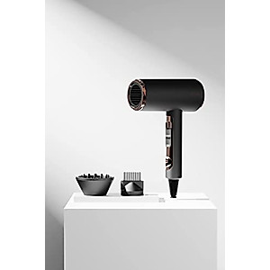 Funtin Hair Dryer, Blow Dryer with Diffuser Brush Comb for Women 4C Thick Curly Hair 1800w-Professional Black