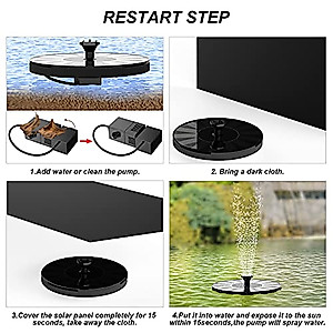 Solar Fountains,Solar Powered Bird Bath Fountain Pump with 6 Nozzles 1W Solar Water Fountain, Free Standing Floating Solar Powered Water Fountain Pump for Bird Bath, Garden, Pond, Pool