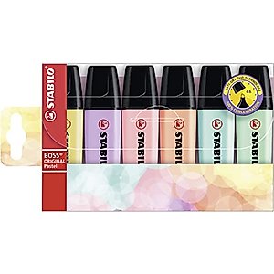 Highlighter - STABILO BOSS ORIGINAL Pastel - Wallet of 6 - Assorted Colors