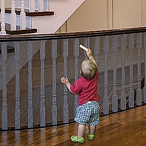Stairway Net, Baby Gate for Stairs with No Drilling, Baby Safety Stairs Rail Net, 18 ft L x 2.66 ft H, Baby Safety Net Balcony Banister Stair Net for Child, Small pet,Toy- Indoor & Outdoor(Black) 22