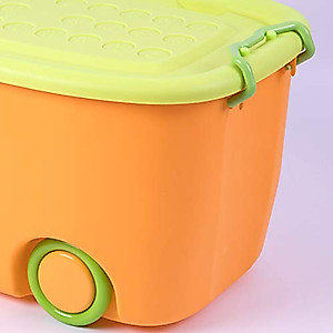 Basicwise Orange Stackable Toy Storage Box with Wheels Large