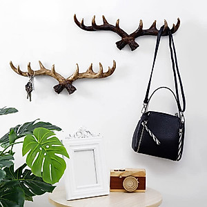 Wall Mount Hook,Coat Rack Wall Mounted,Retro Antlers Hook Decoration Wall Mount Hook Heavy Duty Hanger Towel Rack Light Color