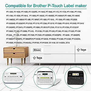 NineLeaf 10 Pack Compatible for Brother P-Touch Label Maker Refills TZ Tape 18mm 0.7 Laminated White TZe-241 TZe241 TZ-241 TZ241 3/4'' Black on White Label Tape for Ptouch PTD600 PTD400AD Labeler