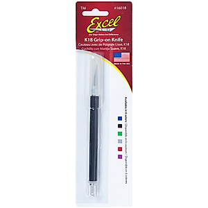 Soft Grip Hobby Knife, Excel Blades K18 with Safety Cap, American Made Light Duty Craft Knife (Black)