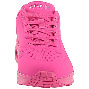 Skechers womens Skecher Street Women's Uno - Night Shades Sneaker, Pink Hot Pink Durabuck Htpk, 9 US