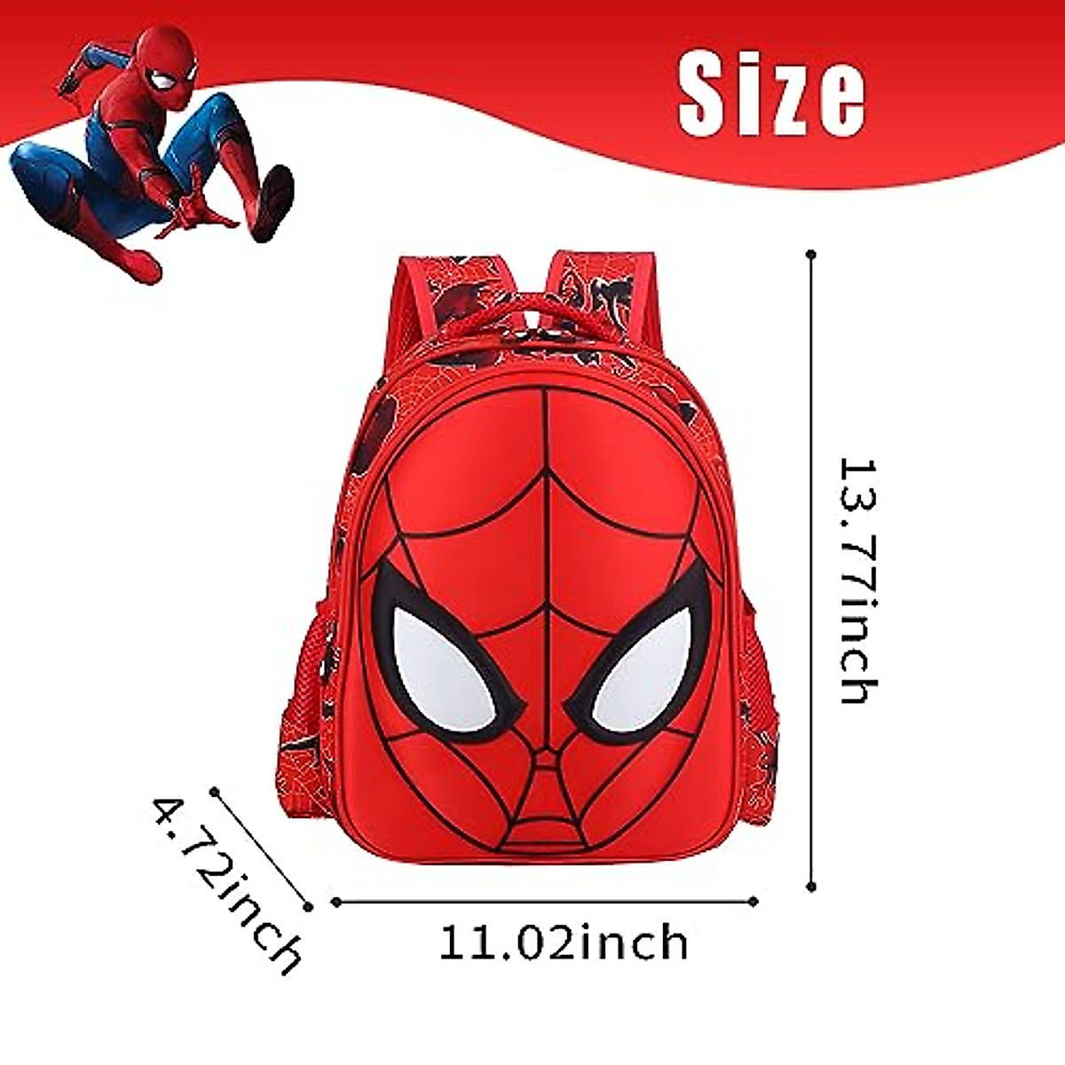 Licputalch Kids School Backpack for Kids Boys Girls, Waterproof Red Backpack for 4-6-8-10-12