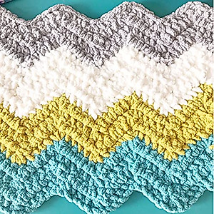 2 Pack Chenille Yarn,Multicolor Stripes Fluffy Fuzzy Bulky Thick Polyester Velvet Blanket Yarn for Crochet Knitting DIY Craft Pillow Bag Doll Making Multi 10# Total 220 Yards