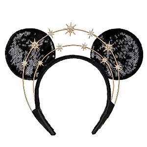 Zivyes Mickey Mouse Ears Star Halo Crown Headband Bopper Princess Decorations Cosplay Gold Headpiece Halloween Ears