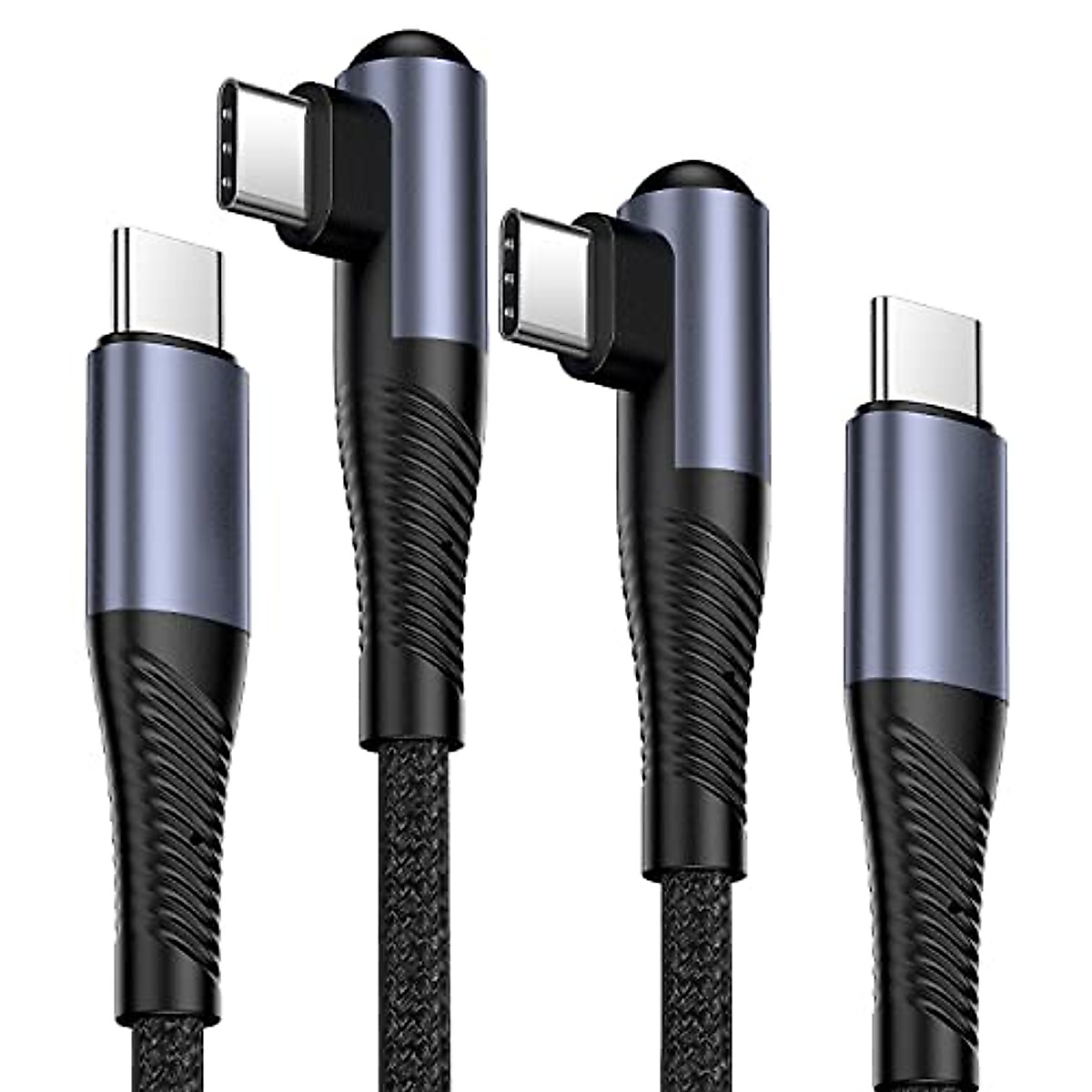 Deegotech USB C to USB C Cable 10ft, 2 Pack 100W Right Angle Extra Long USB-C Charge Cable Fast Charging Compatible with MacBook Pro/Air iPad Pro/Air/Mini Galaxy S22/S21/S20/Note20 (3 Meter)-Black