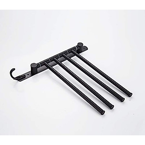 ELLO&ALLO Oil Rubbed Bronze Towel Bars for Bathroom Wall Mounted Swivel Towel Rack Holder with Hooks 4-Arm