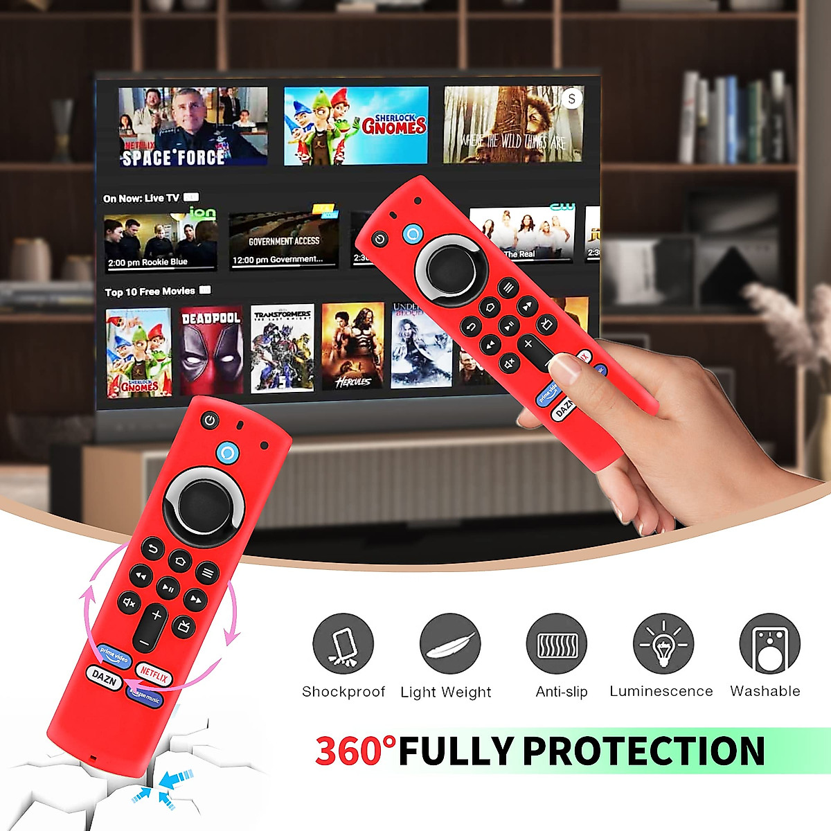 Zazolyne Remote Cover Compatible with Voice Remote 4K,3rd Gen Remote Case Glow in The Dark Cover Green Blue and Red Not Glow