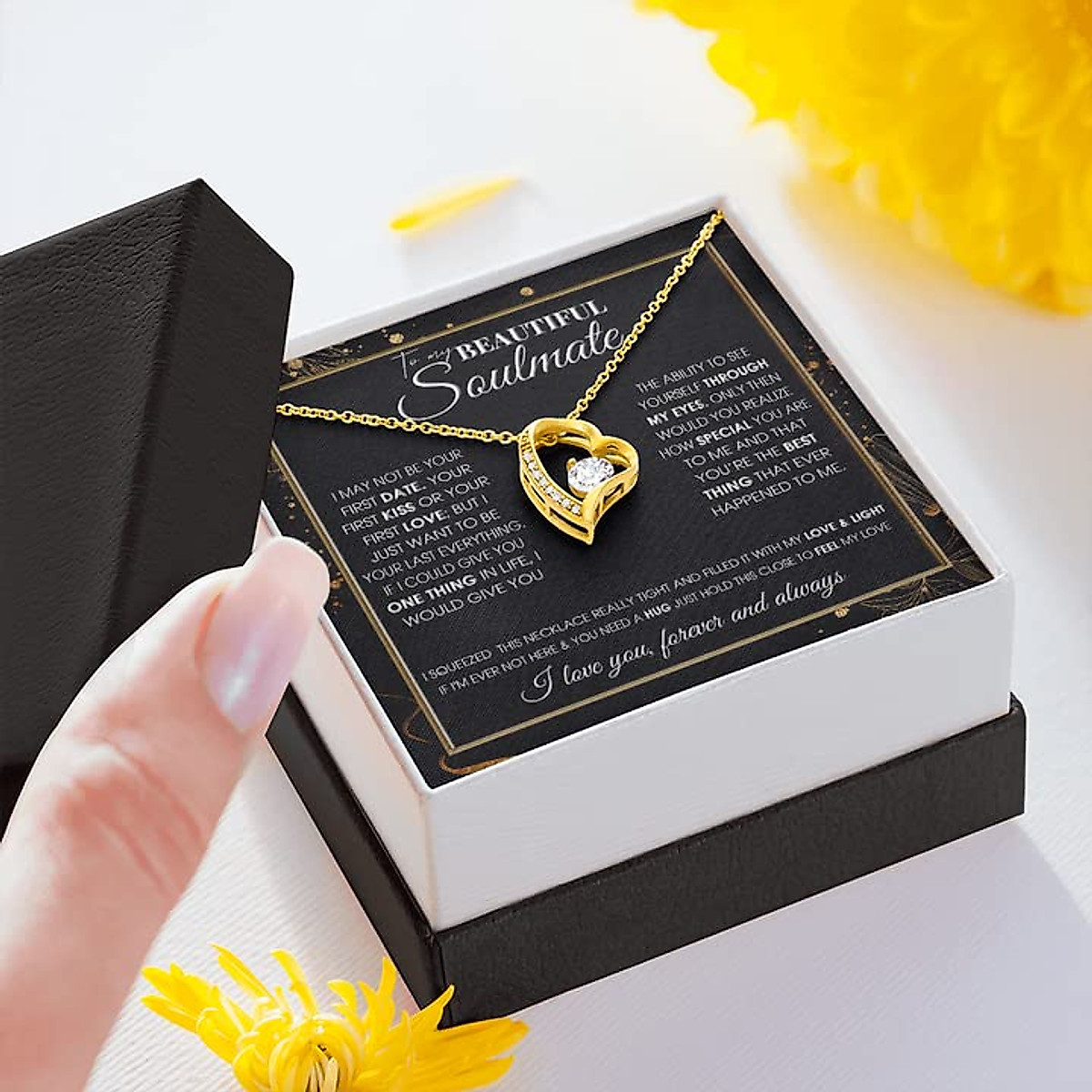 To My Wife Necklace, to My Future Wife Necklace, to My Soulmate Necklace For Girlfriend Forever Love Necklace (18k Yellow Gold Finish)