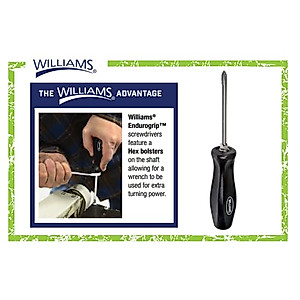 Williams 8-Piece Endurogrip Multi-Size Screwdriver Set, Keystone Slots Hex Bolster & Phillips, Comfort Grip Prevents Slippage, Extra Strength Steel Chrome Blades