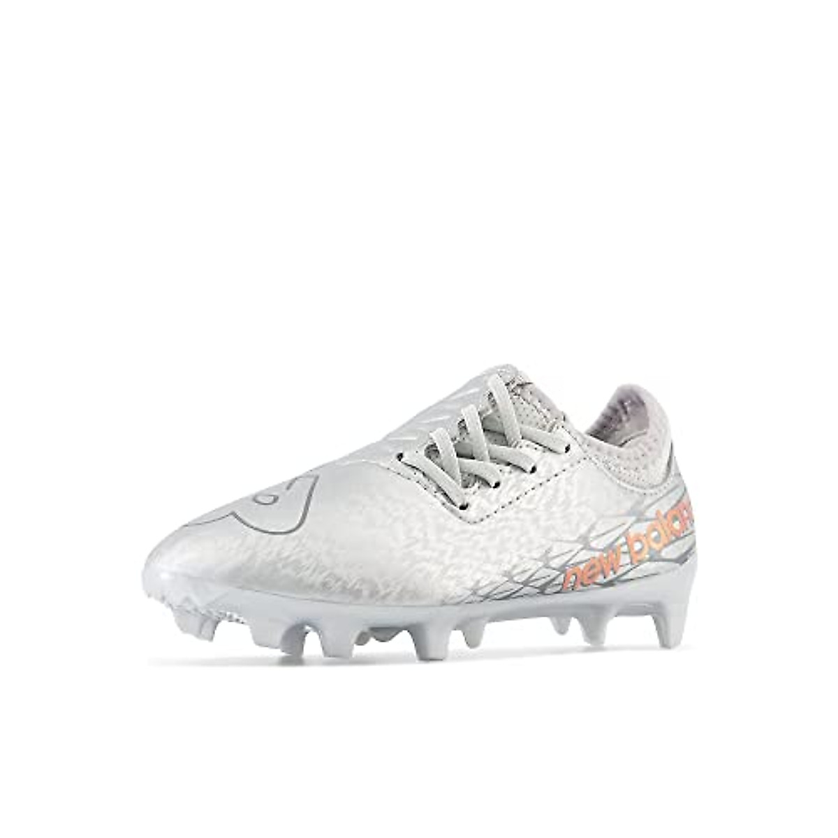 New Balance Boy's Furon V6+ Dispatch Junior FG Soccer Shoe, Silver/Brighton Grey/Copper, 3 Wide Little Kid