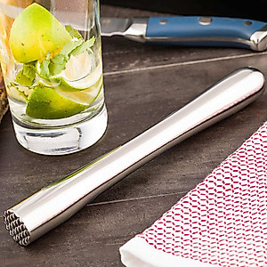 Restaurantware Bar Lux 8 Inch Muddler For Cocktails 1 Premium Ice Crusher Tool - Comfortable Hold Durable Stainless Steel Mojito Muddler For Making Mint Or Fruit Based Drinks For Home Bars