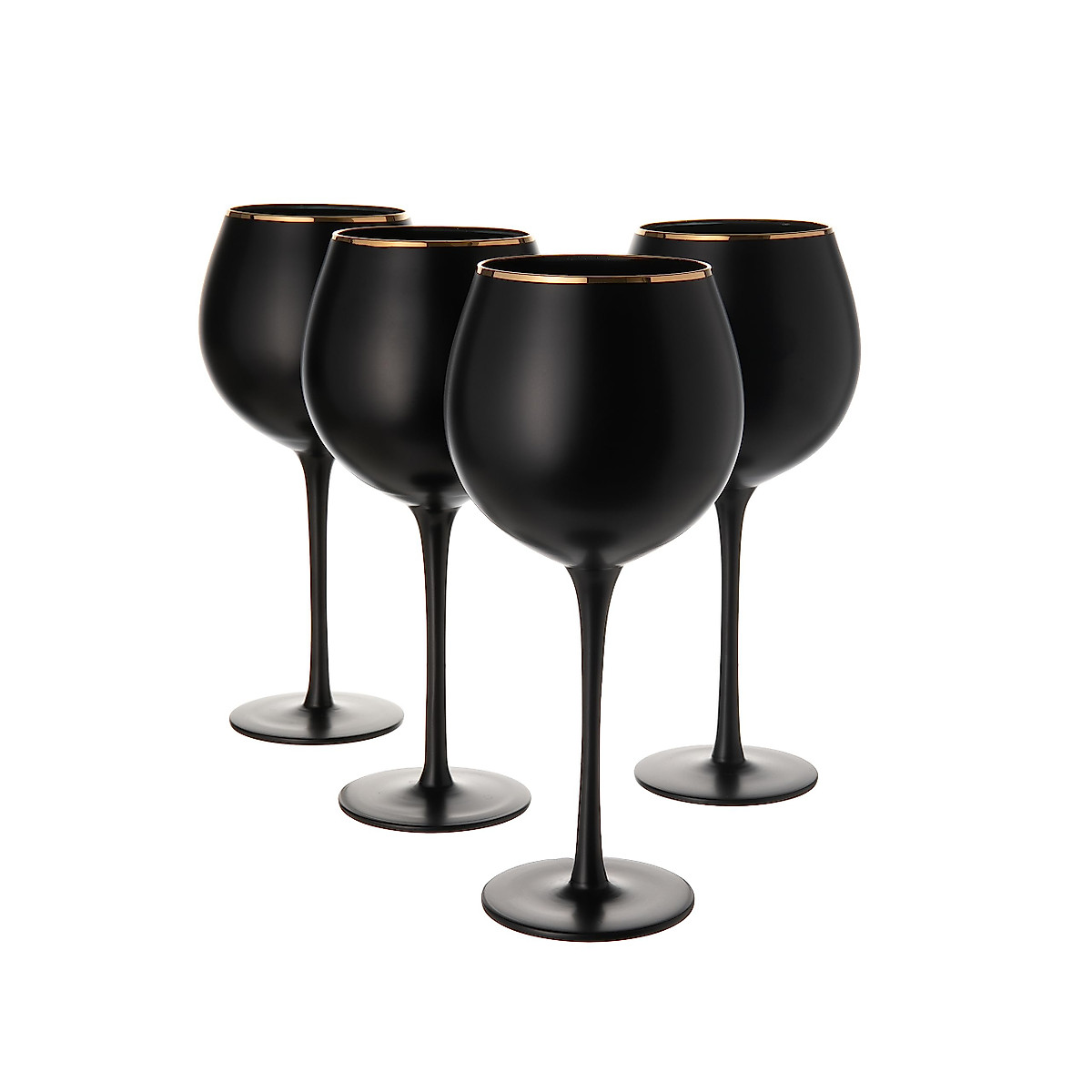 iTrusty Black and Gold Premium Wine Glasses Set of 4 Perfect for Red/White Wine, Champagne, and Special occasion
