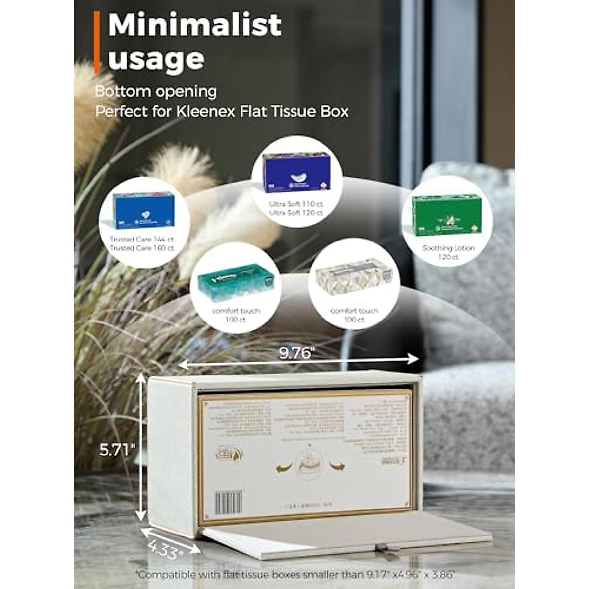 Cloudever Tissue Box Holder Cover Rectangular, Modern PU Leather Decorative Tissue Holders Organizer-Ivory