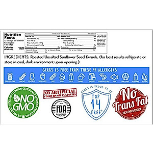 Unsalted Sunflower Seed Kernels by Gerbs – 2 LBS - Top 11 Food Allergen Free & Non GMO - Premium Dry Roasted Shelled Sunflower Seeds – COG USA