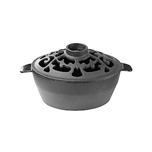 Woodeze Home Indoor Decorative Wood Stove Cast Iron Humidifier 2 Quart Satin Black Filigree Steamer