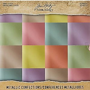 Tim Holtz, Advantus Kraft-Stock Mtllic Confections Printed Paper, metallic, 8 x 8 inches