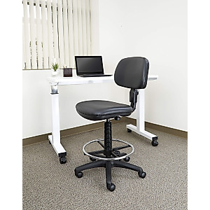 Office Star DC Series Adjustable Drafting Chair with Foot Ring and Sculptured Foam Seat, Black Vinyl