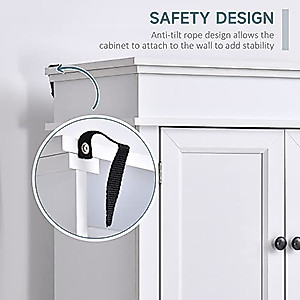 HOMCOM Traditional Buffet with Hutch, Freestanding Kitchen Pantry Storage Cabinet with Doors and Drawer, Adjustable Shelving, White